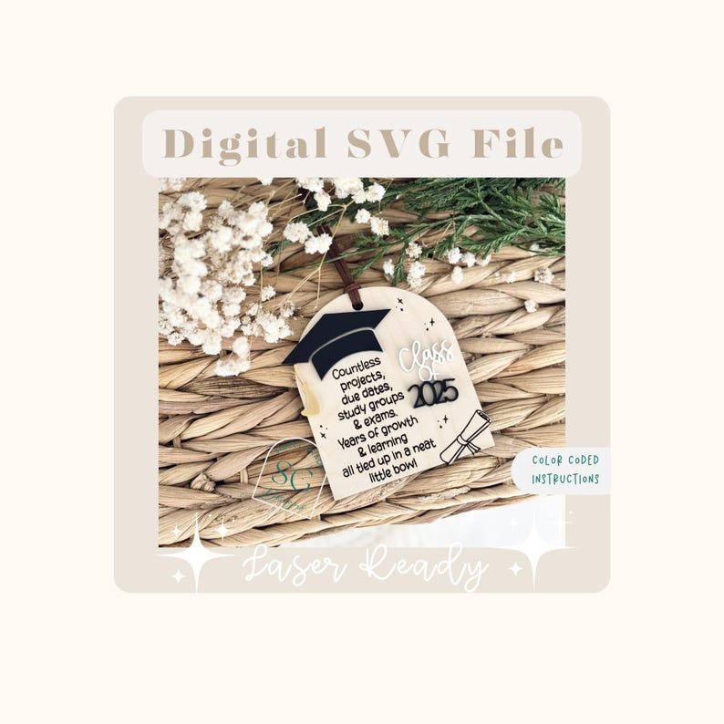 Graduation 2025 Ornament SVG, High School Grad Digital File, Gift for ...