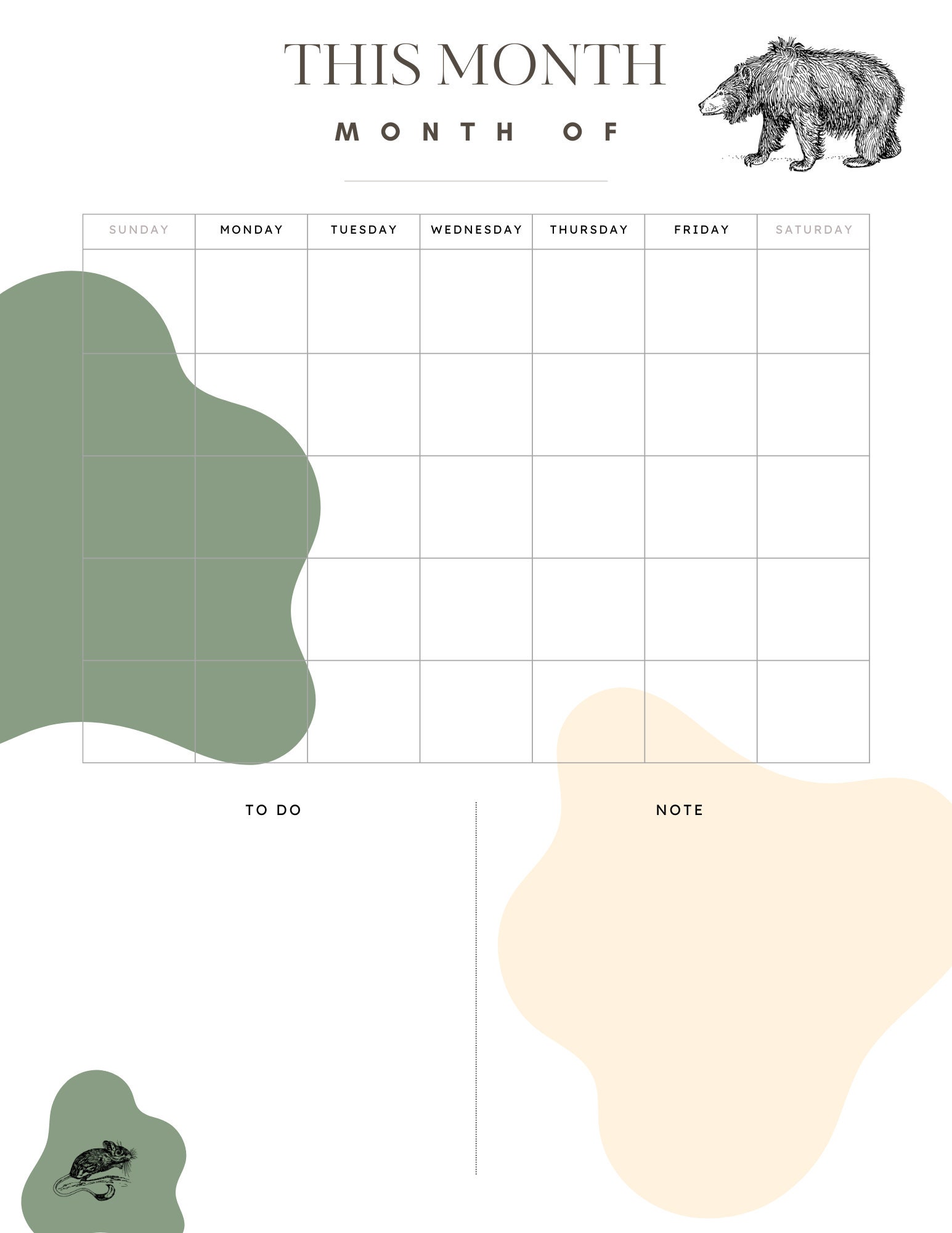 Woodland Animals Planner Pages - Daily, Weekly, Monthly - Etsy
