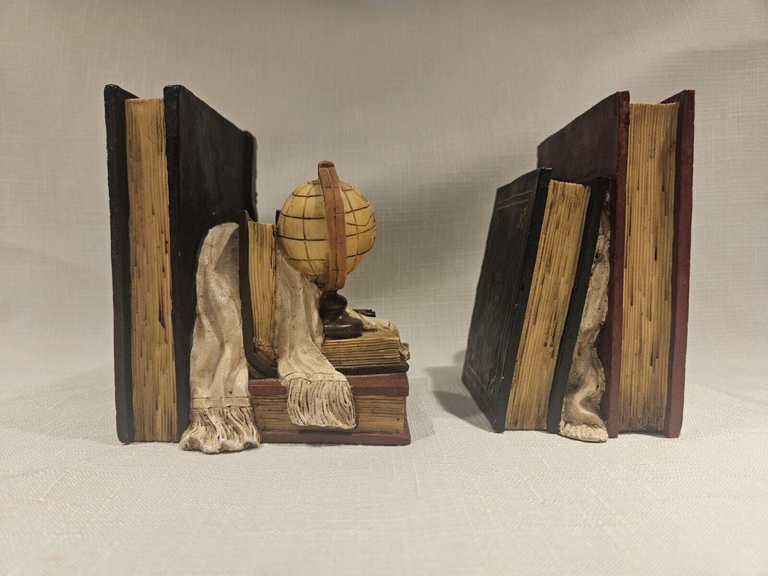 VTG Bookends Nautical Themed Log Book and Around the World Globe Books ...