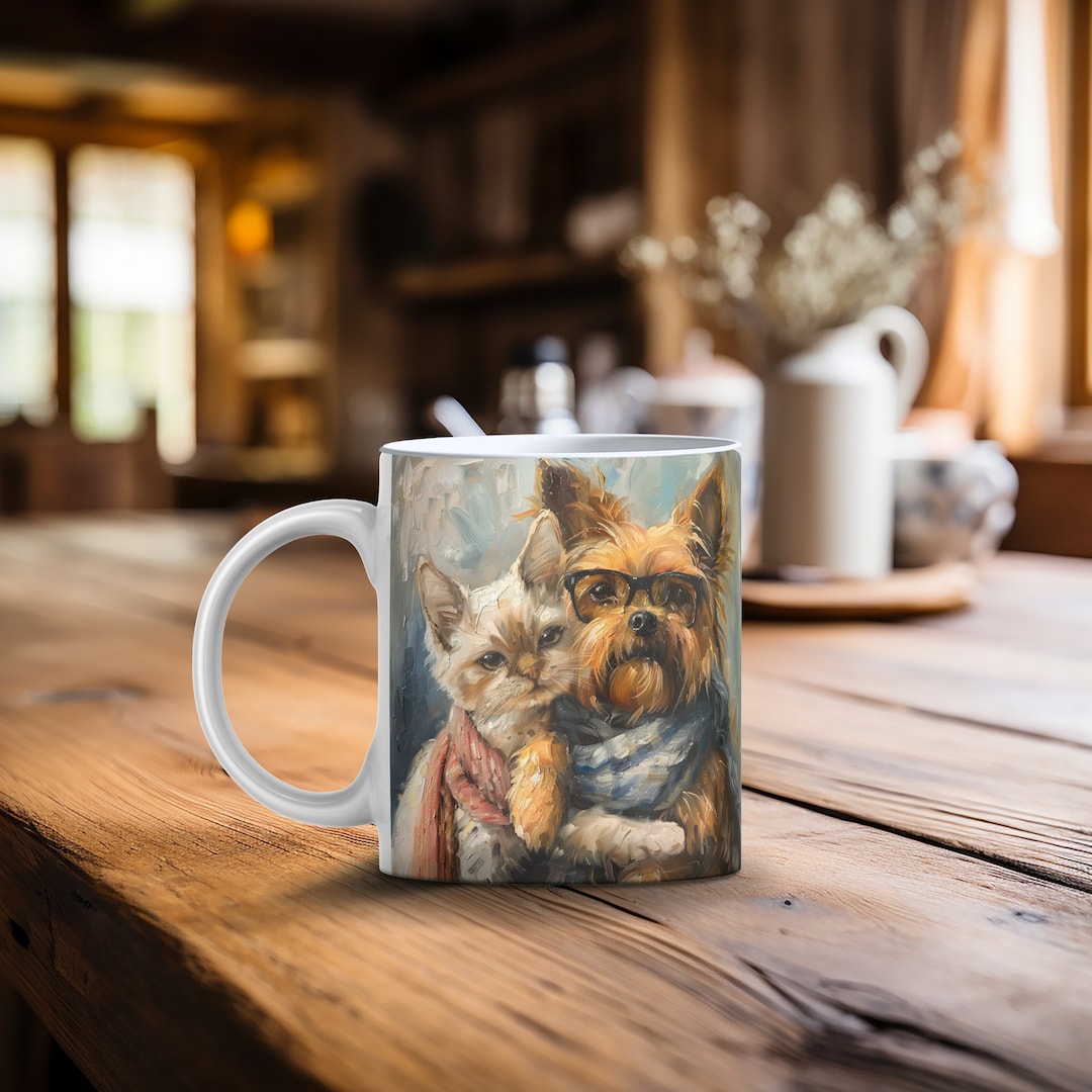 Life is Better With Furry Friends, Dog Coffee Cup, Cat Photo Mug, Dog ...
