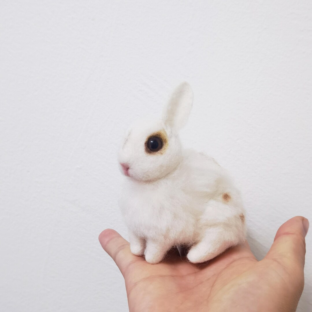 Felted Rabbit Sculpture, Custom Needle Felted Pet Bunny Replica ...