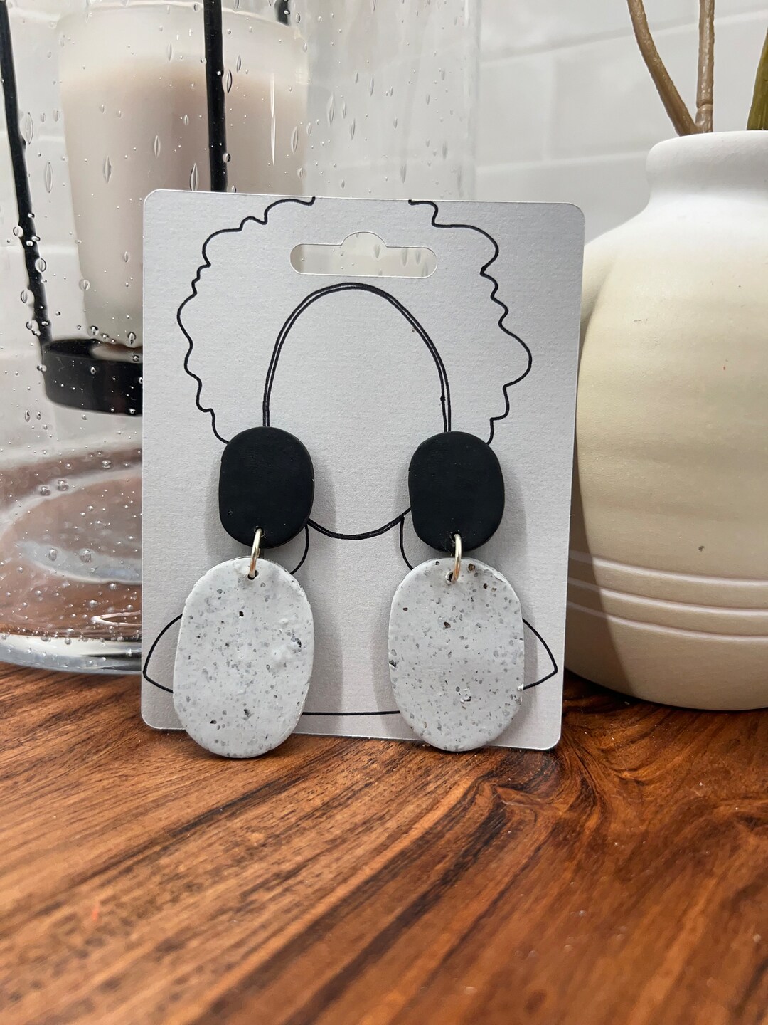 Gray Polymer Clay Earrings - Etsy