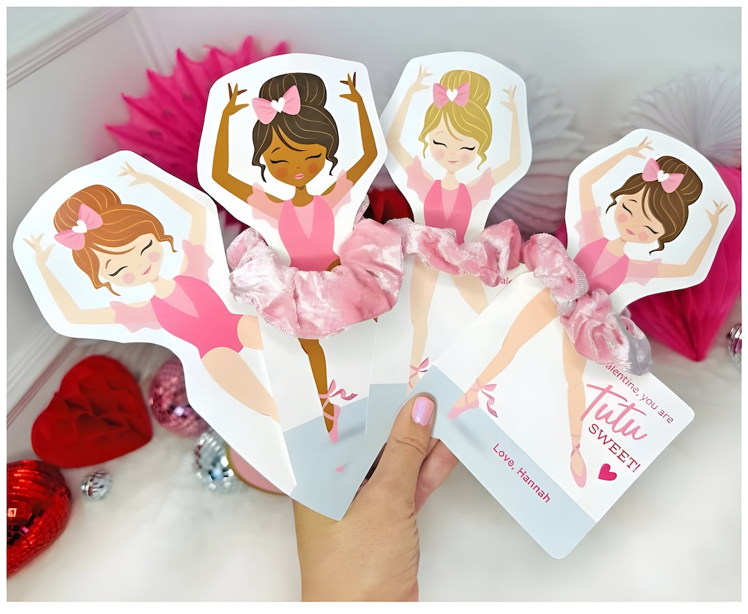 Editable Ballerina Tutu Scrunchie Card Birthday Party Favour Card ...