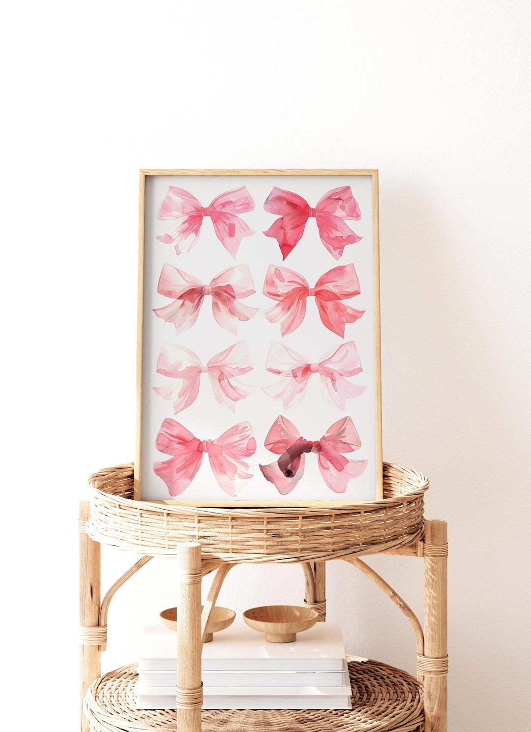 Trendy Pink Bows Wall Art, Preppy Poster, College Apartment Decor ...
