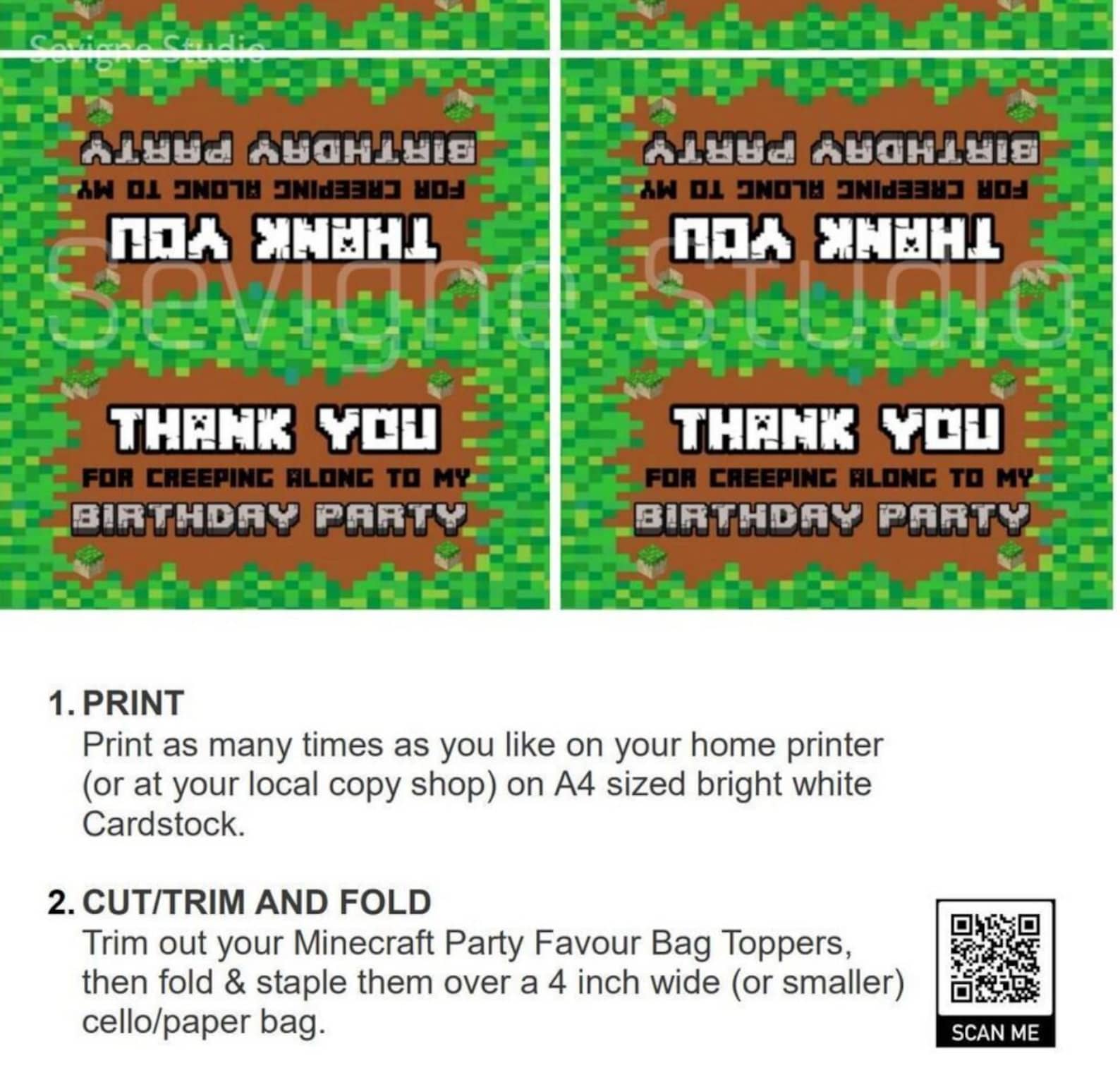 Printable Minecraft Food Tent Label 4x2 Inches - Birthday Party Favor ...