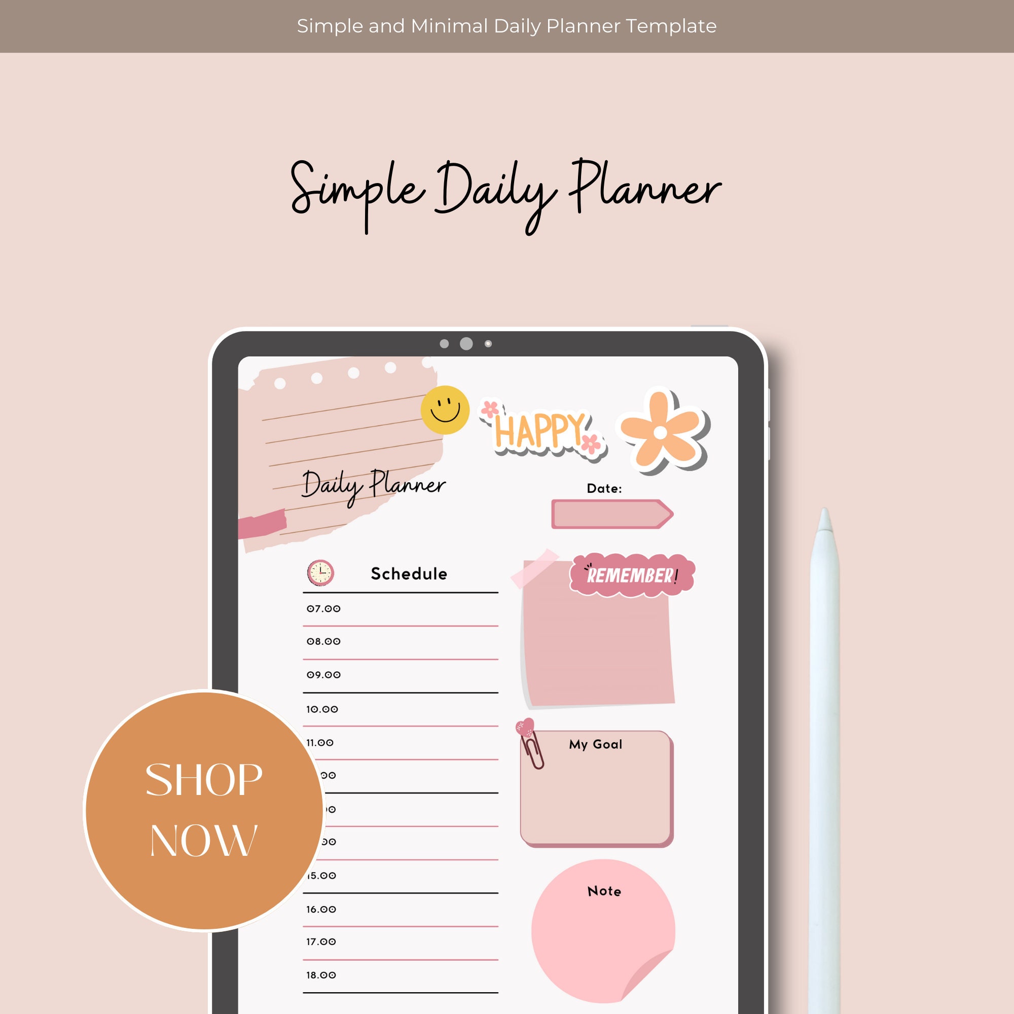 Daily Planner Printable Daily Note Reminders Tasks Goals Daily Planner ...