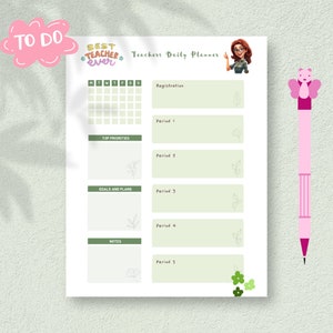 Teacher Daily Planner Printable for Daily Use Top Priorities, Goals and ...