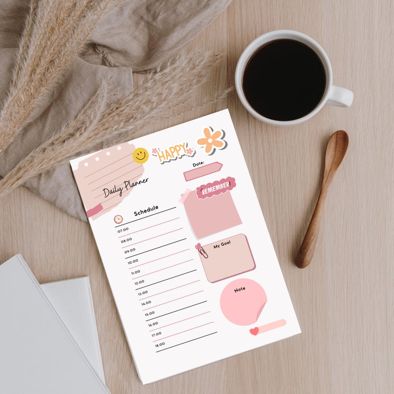 Daily Planner Printable Daily Note Reminders Tasks Goals Daily Planner ...