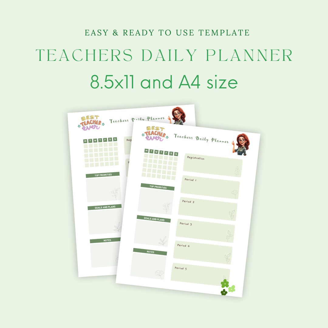 Teacher Daily Planner Printable for Daily Use Top Priorities, Goals and ...