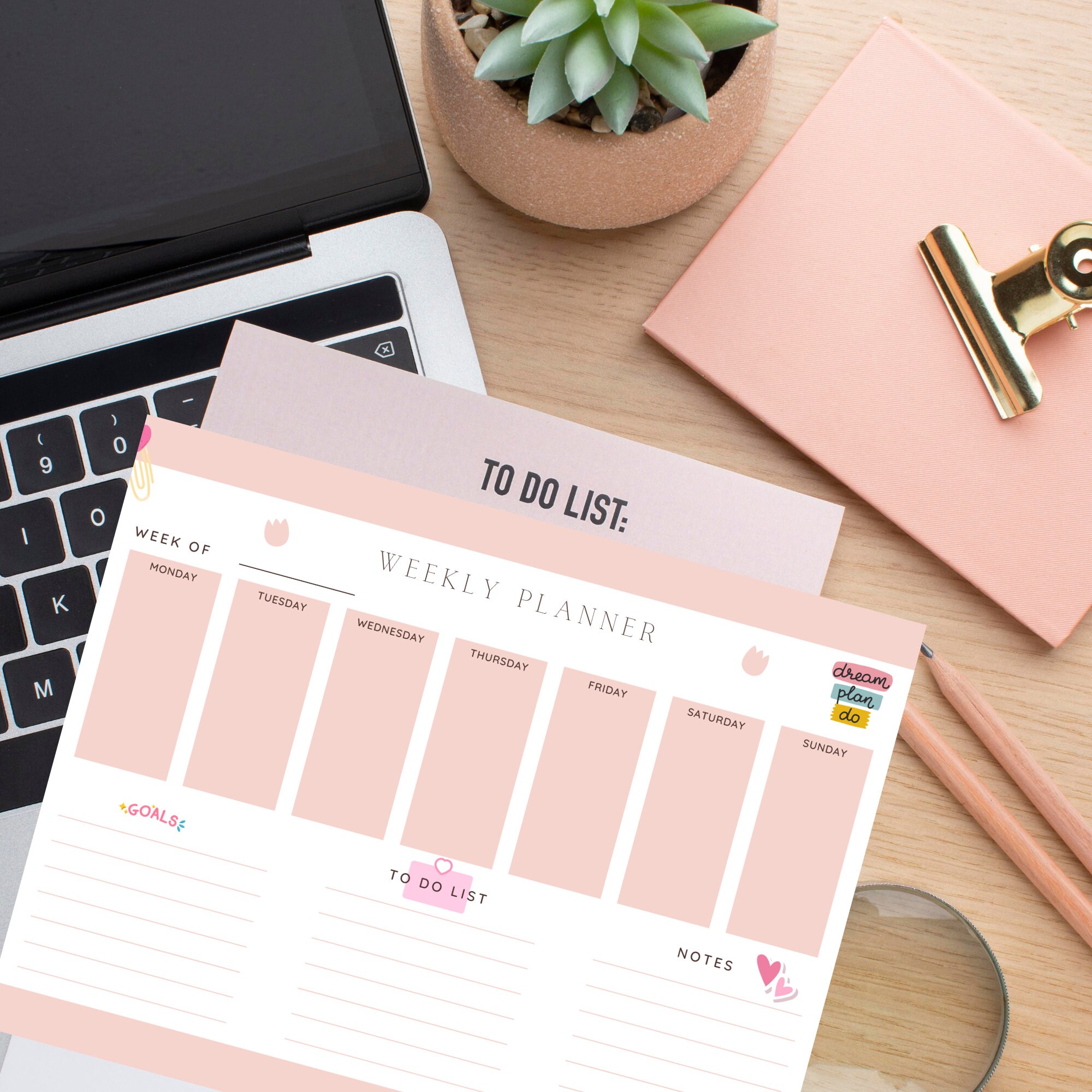Weekly Planner Printable Landscape, Minimalist Weekly Schedule, Week at ...