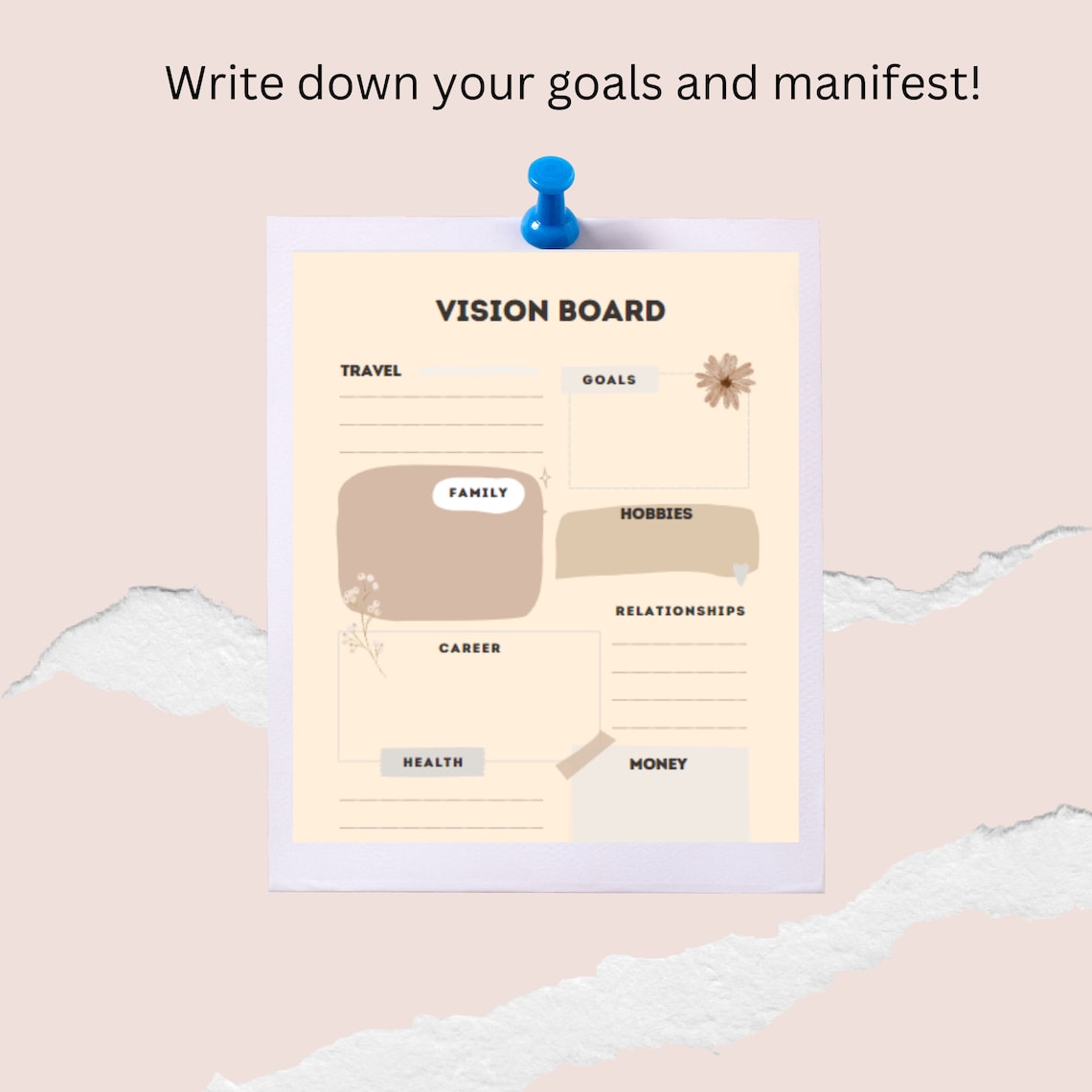 Vision Board Printable Template Worksheet for Manifesting Your Best ...