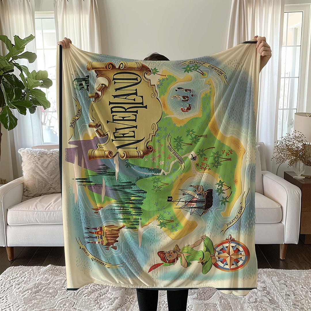 Neverland Map Blanket, Fantasy Pirate Blanket, Magical Throw, Kids Room ...