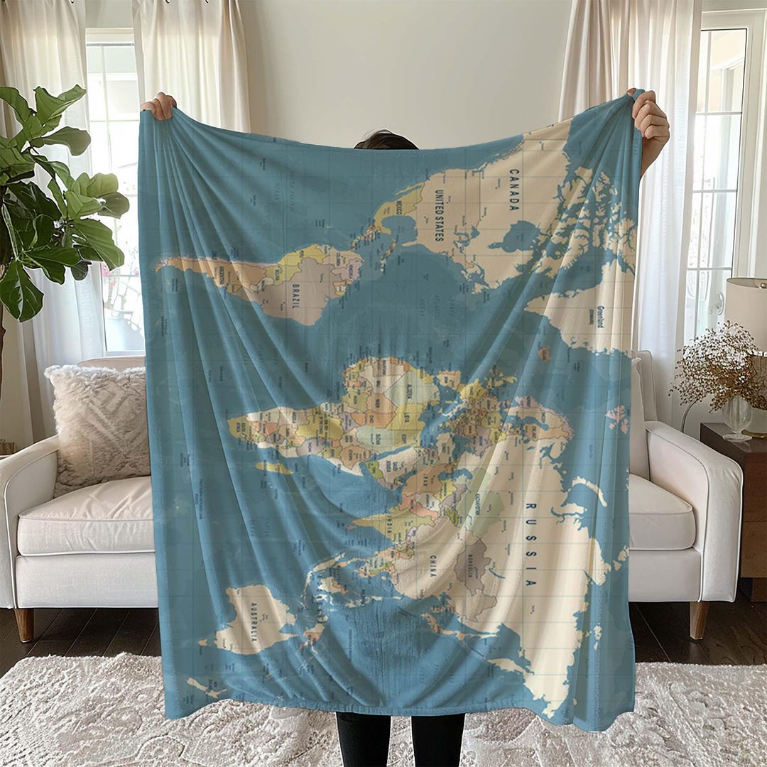 Earth World Map Blanket: Soft Fuzzy Kids Playroom Decor - Etsy