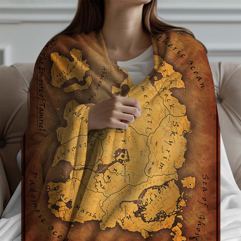 Tamriel Map Blanket: Retro Gaming Throw Blanket - Etsy