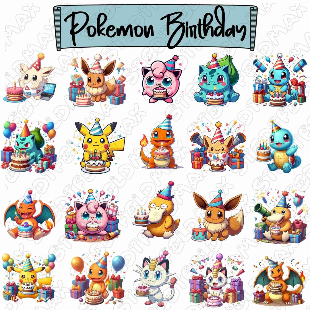 Birthday Poke Mon Bundle Png, Happy Birthday Pika Chu Png, Pika Chu ...