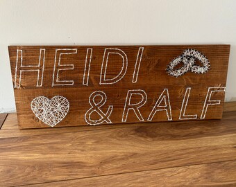 Hochzeitsgeschenk Holz Fadenbild Nagelbild Herz personalisiert - Etsy.de