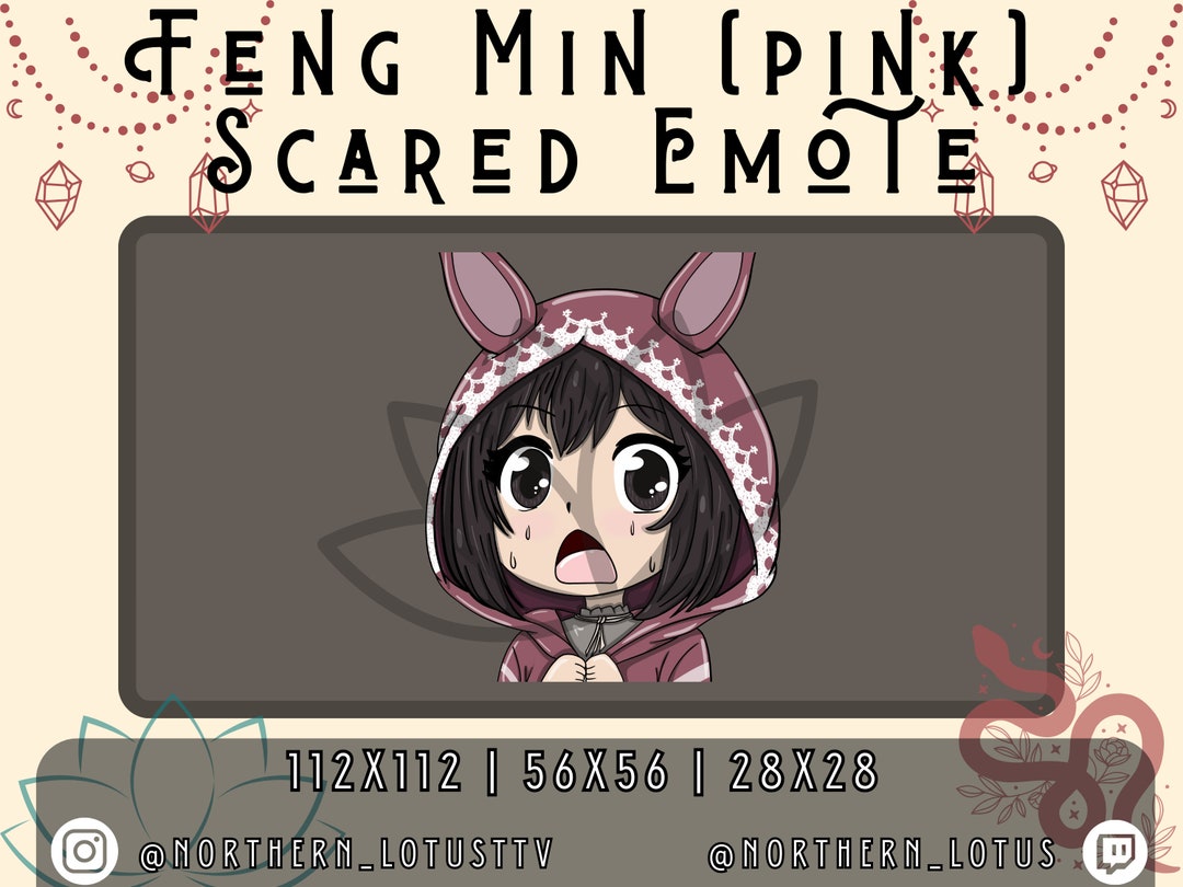 Cute Scared Feng Min (pink) DBD Twitch Emote Dead by Daylight Streamer ...