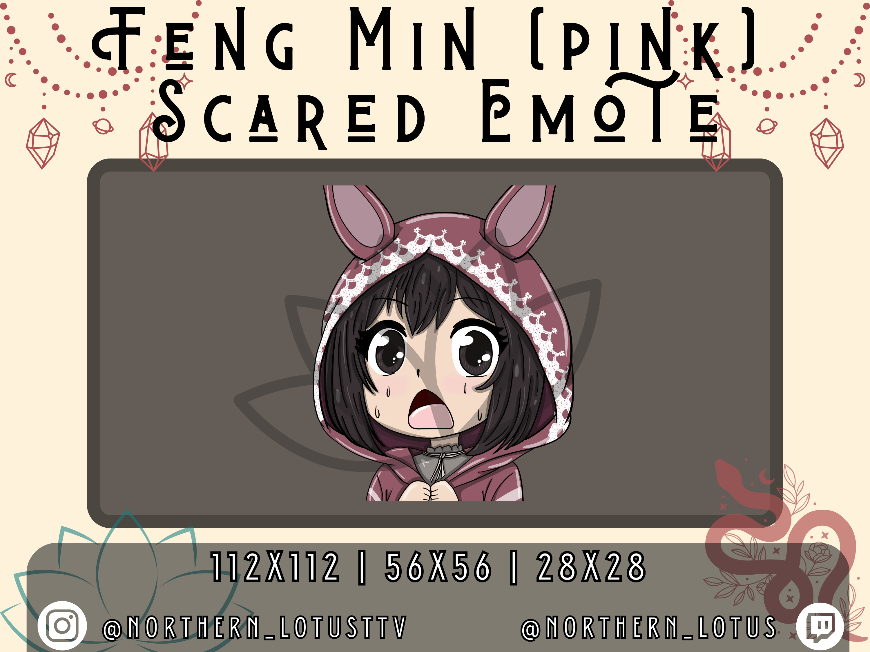 Cute Scared Feng Min (pink) DBD Twitch Emote Dead by Daylight Streamer ...
