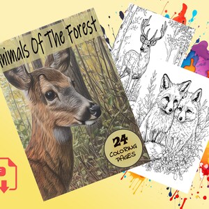 Coloring Page | 24 Pages | Animals of the Forest | A4(210x297mm) | PDF ...