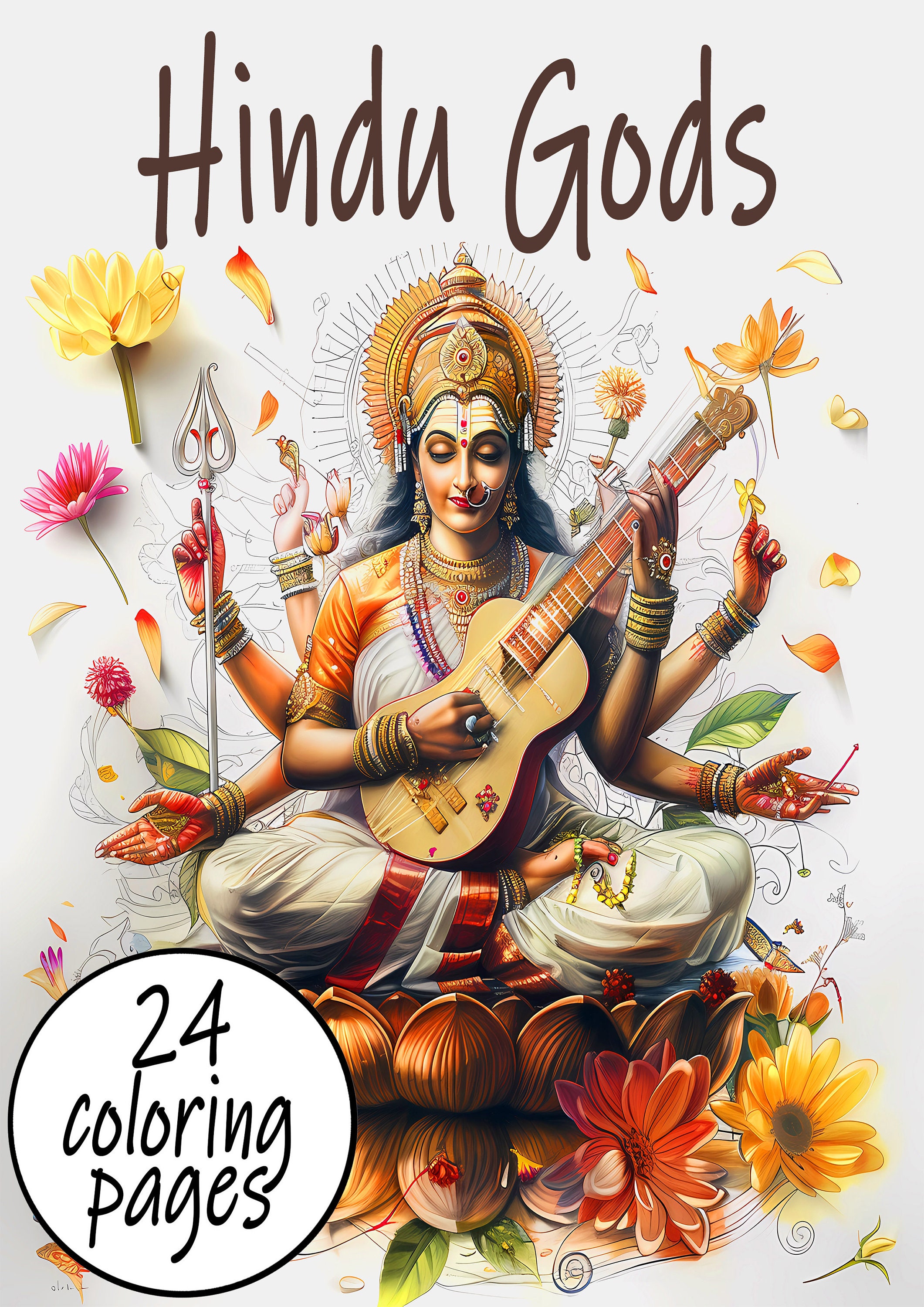 Coloring Page | 24 Pages | Hindu Gods |a4(210x297mm)| PDF Instant ...