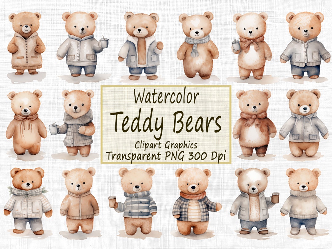 Watercolor Teddy Bears Clipart - Watercolor Cute Teddy Bears Clipart 24 ...