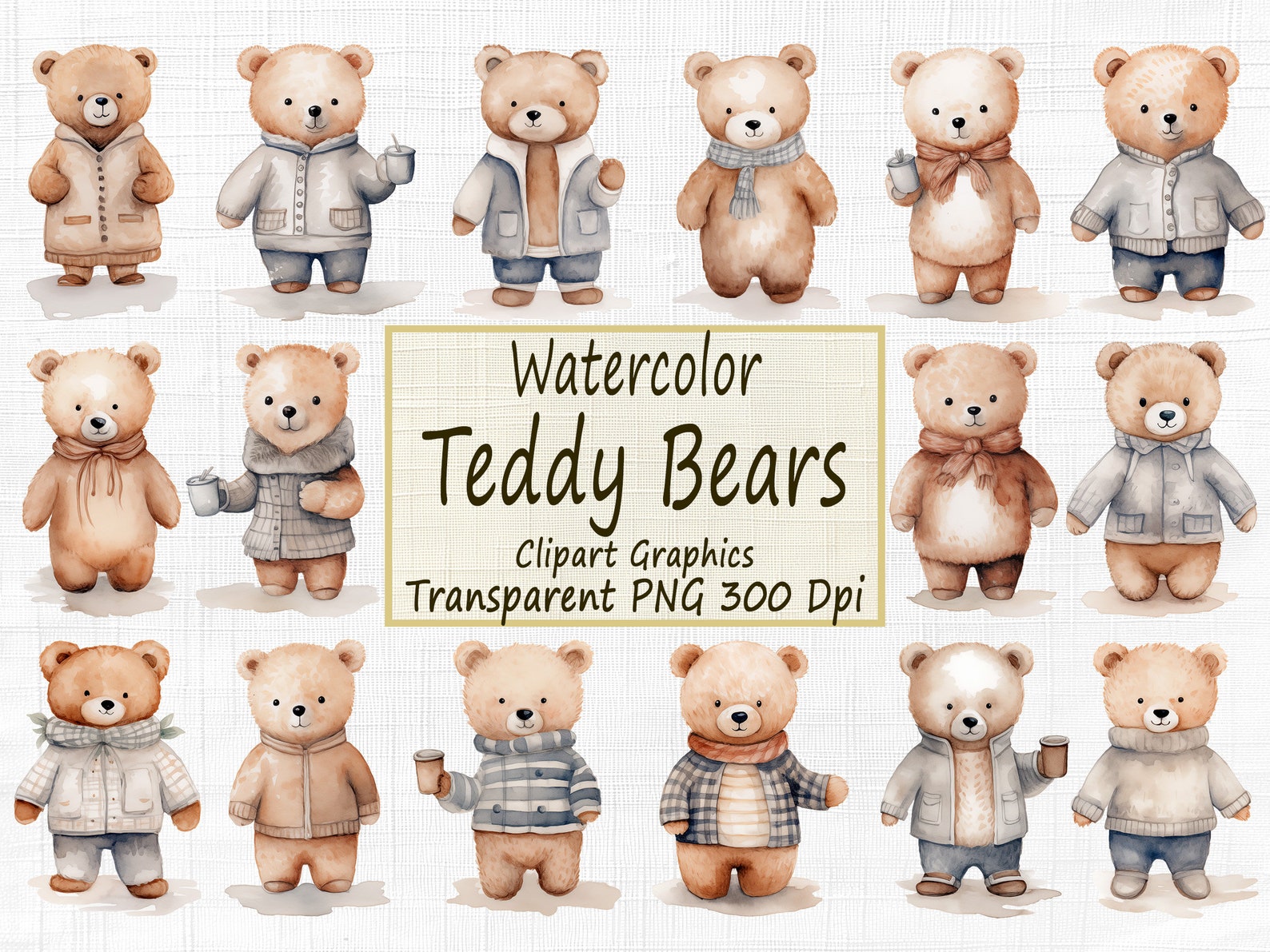 Watercolor Teddy Bears Clipart - Watercolor Cute Teddy Bears Clipart 24 ...