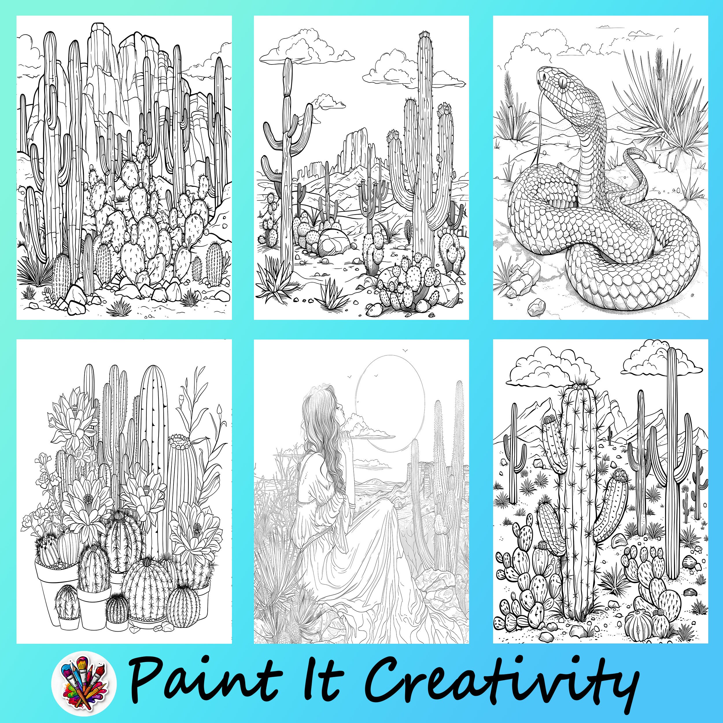 Coloring Page | 24 Pages | Beauty of the Desert |a4(210x297mm)| PDF ...