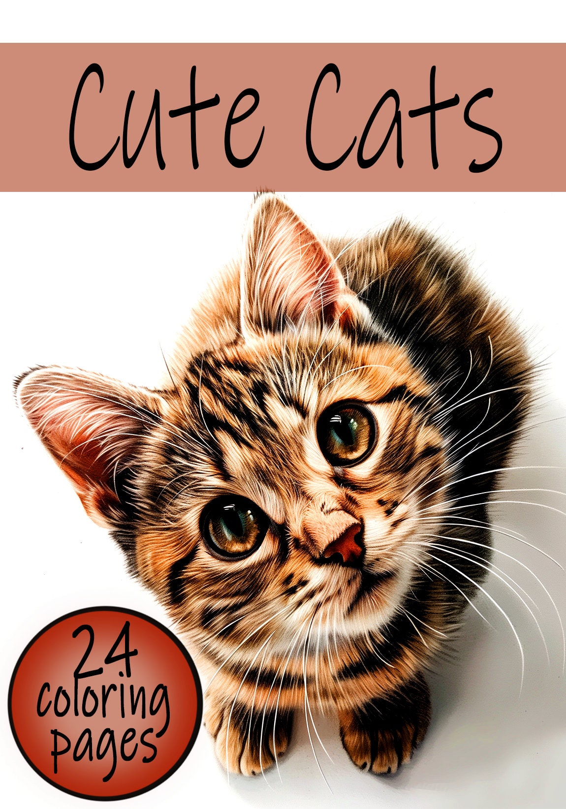 Coloring Page 24 Pages Cute Cats a4210x297mm PDF Instant Download Black ...