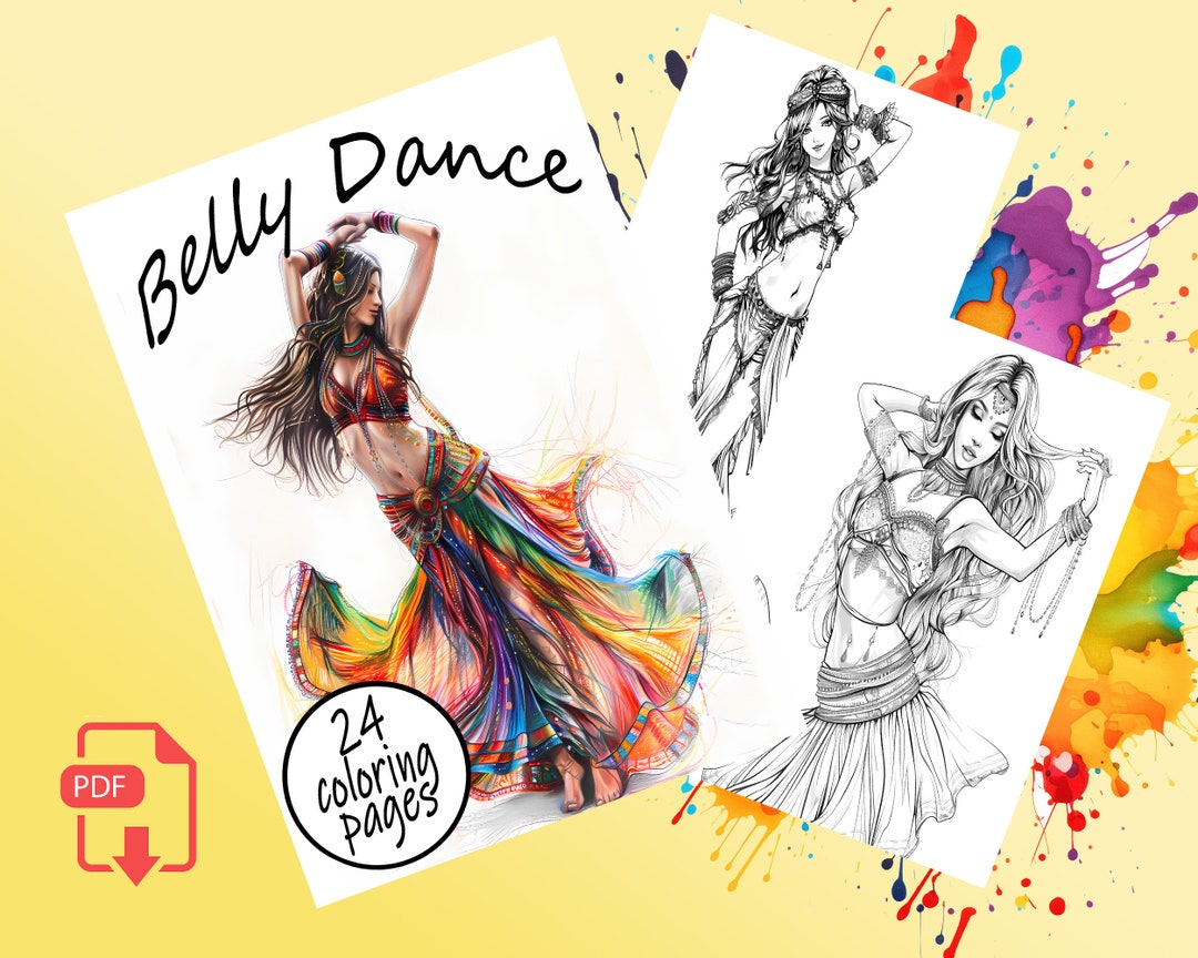 Coloring Page 24 Pages Belly Dance a4210x297mm PDF Instant Download ...