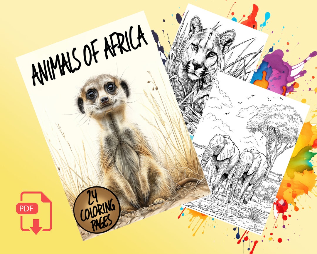 Coloring Page | 24 Pages | Animals of Africa | A4(210x297mm) | PDF ...