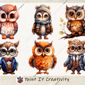 Watercolor Cute Owls Clipart Watercolor Cute Owls Clipart 24 Images PNG ...