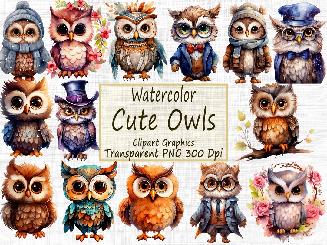 Watercolor Cute Owls Clipart - Watercolor Cute Owls Clipart 24 Images ...