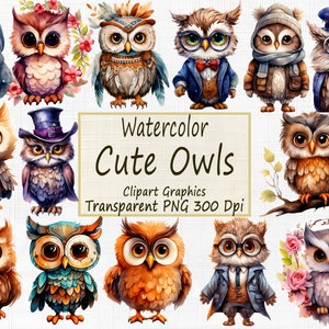 Watercolor Cute Owls Clipart - Watercolor Cute Owls Clipart 24 Images ...
