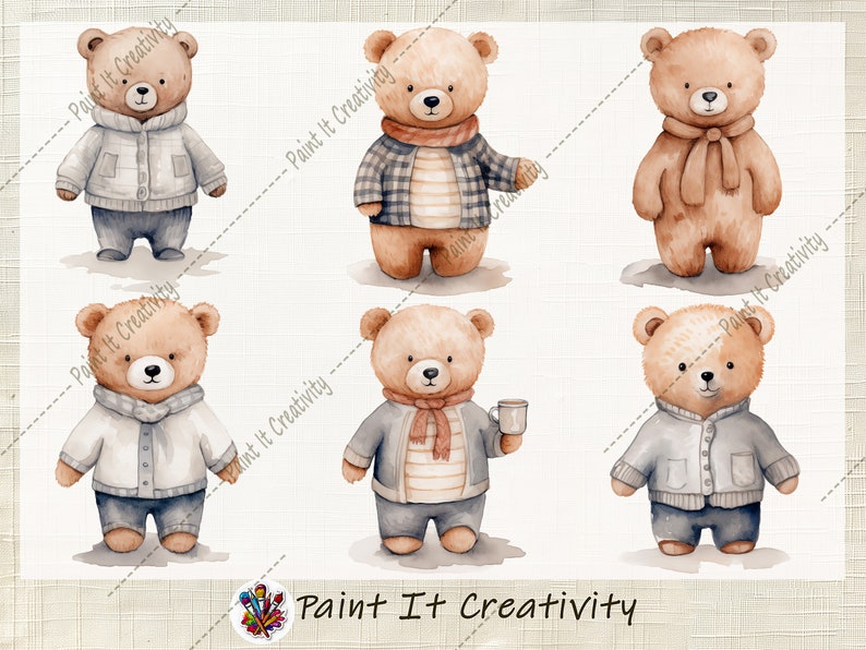 Watercolor Teddy Bears Clipart - Watercolor Cute Teddy Bears Clipart 24 ...