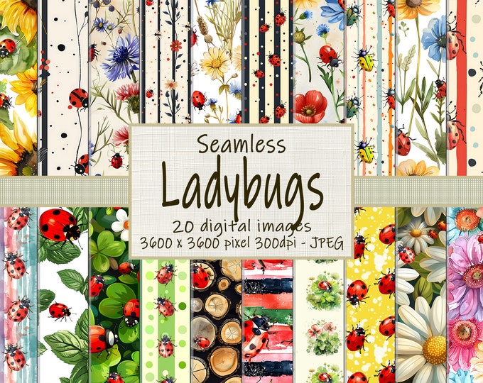 Ladybugs | Digital Paper | Seamless Designs | Digital Patterns ...