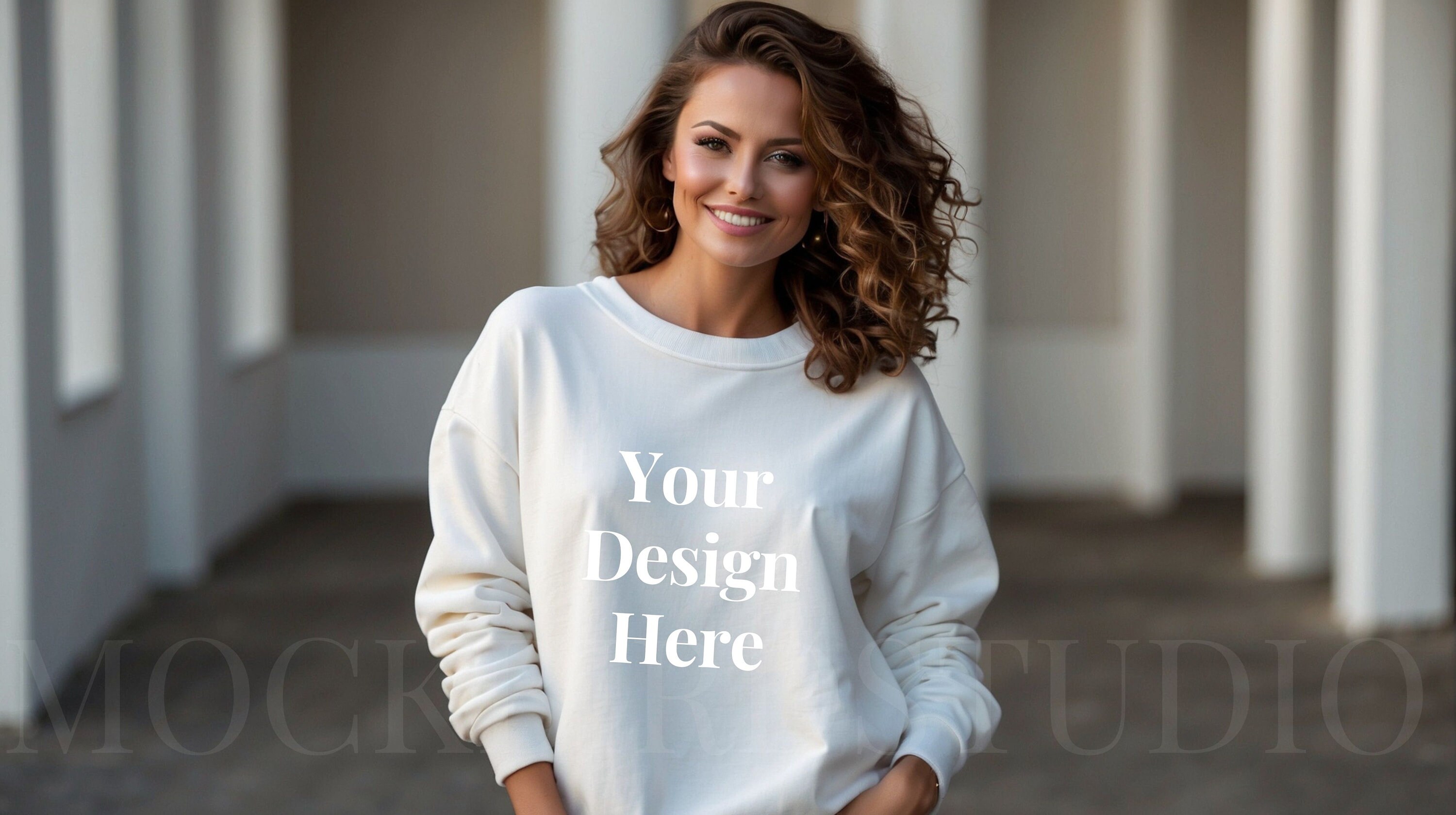 GILDAN 18000 White Crewneck Mock Up, Gildan 1800 Crewneck Sweatshirt ...