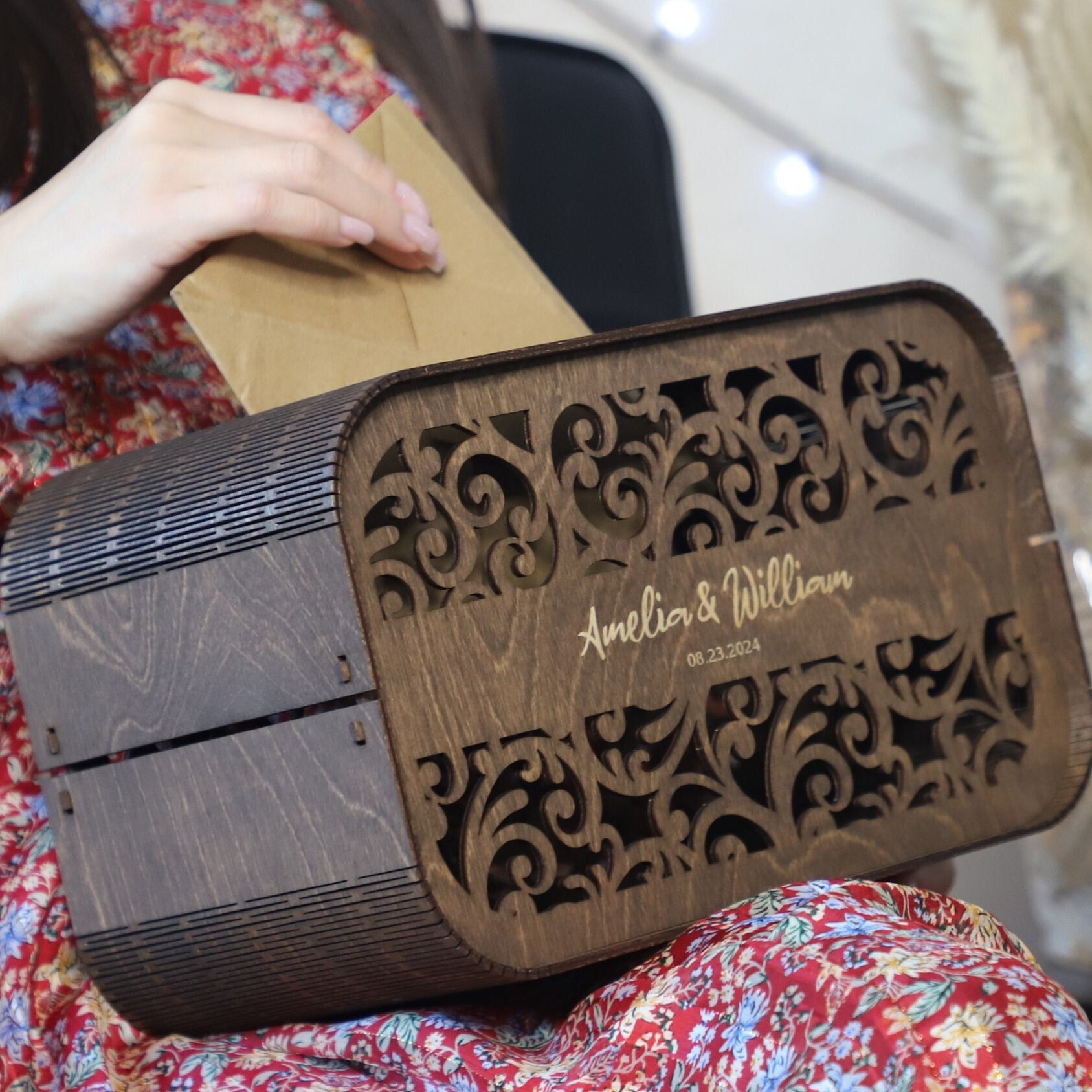 Crafted Memories, Personalized Wood and Acrylic Card Box for Your ...