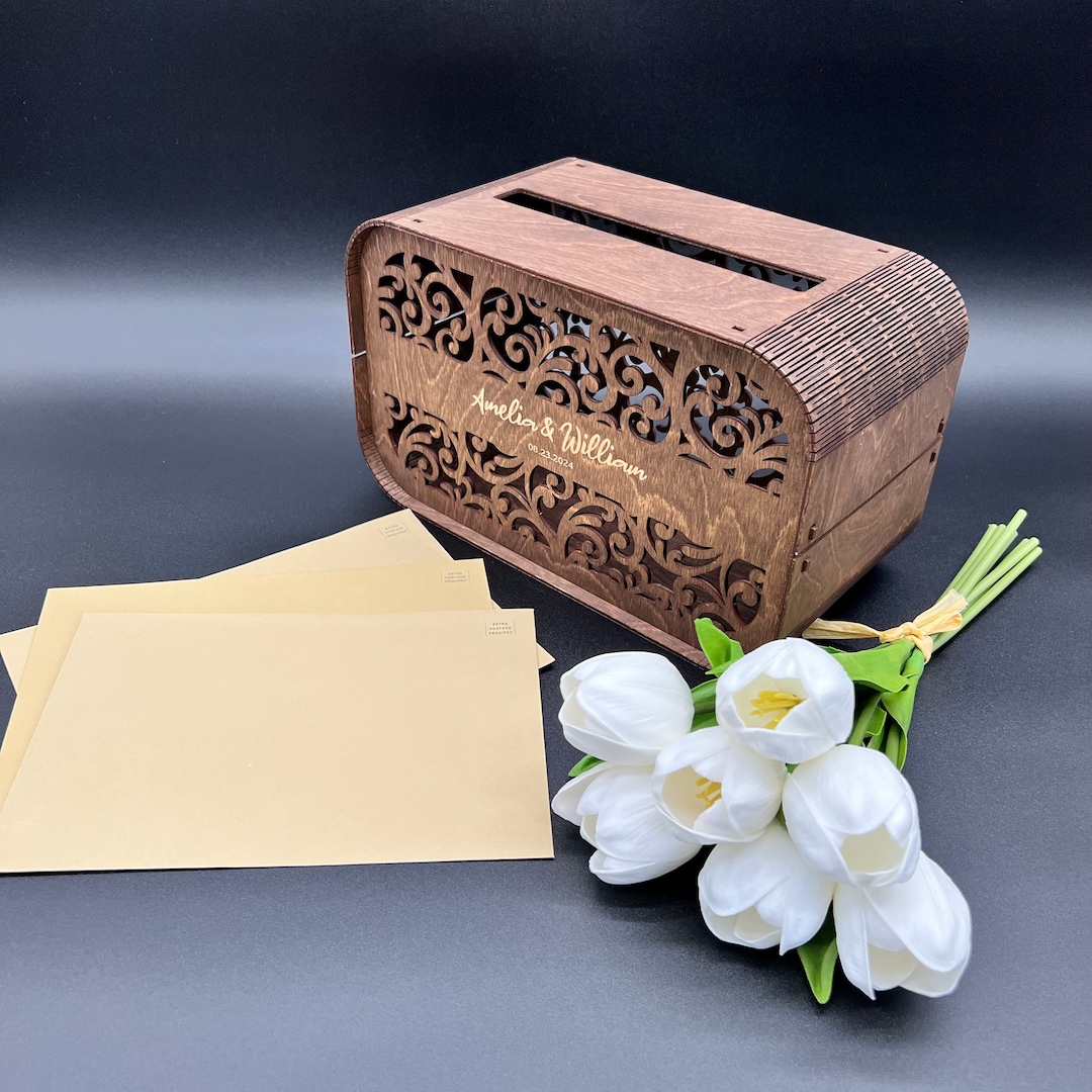 Personalized Wedding Card Box, Boho Wedding Post Box, Wedding Money Box ...