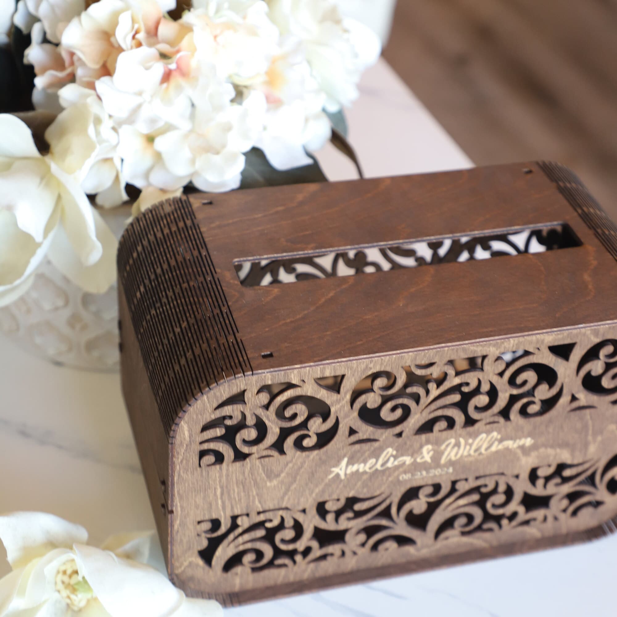 Crafted Memories, Personalized Wood and Acrylic Card Box for Your ...