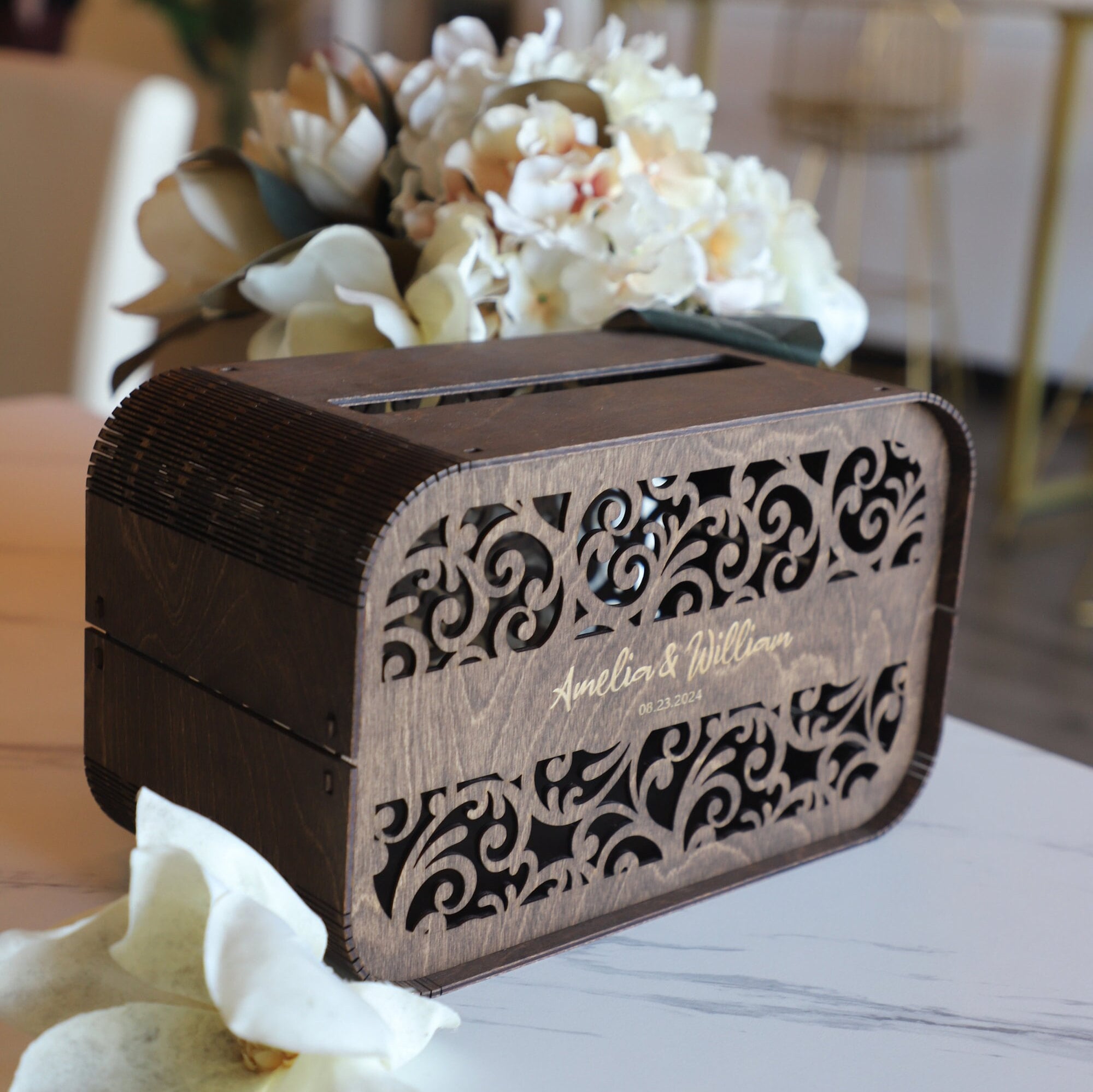 Crafted Memories, Personalized Wood and Acrylic Card Box for Your ...