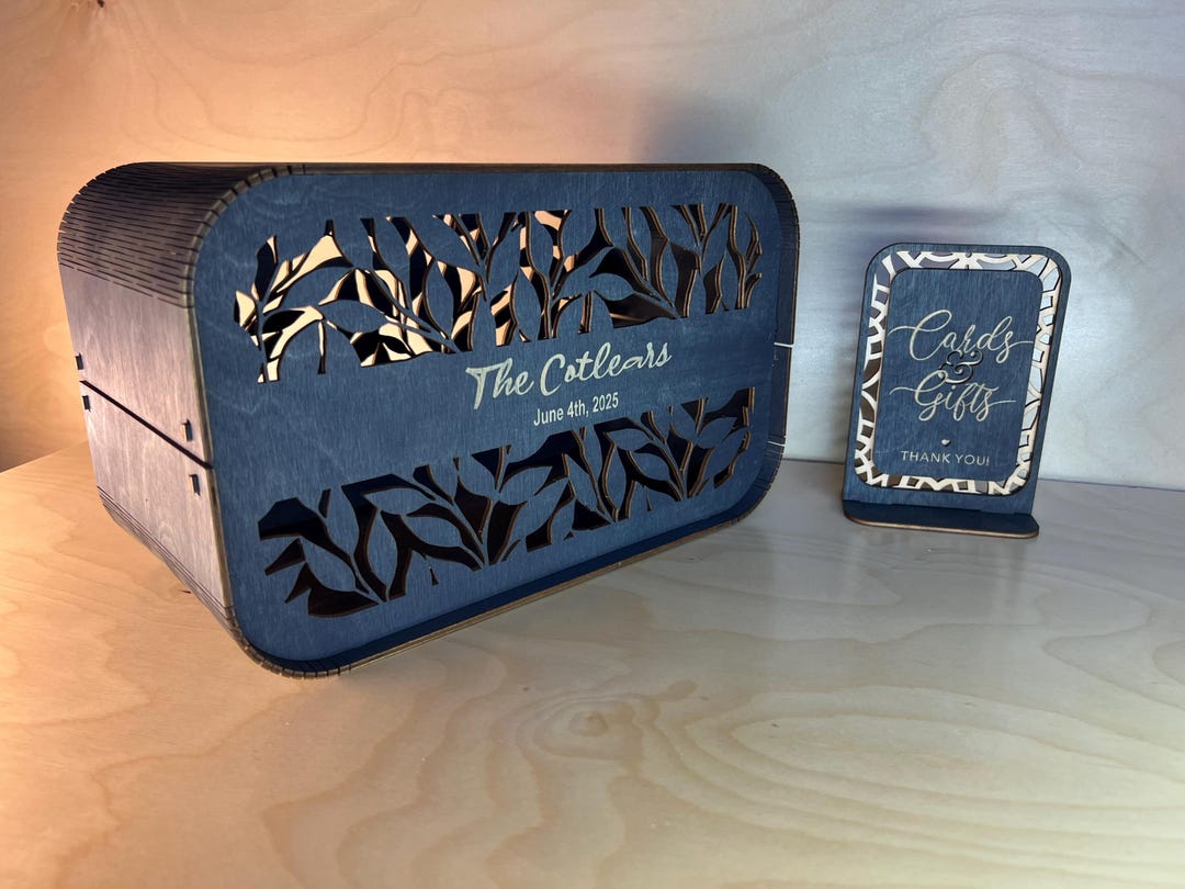 Custom Rustic Wedding Card Box With Slot – Personalized Wooden Box for ...