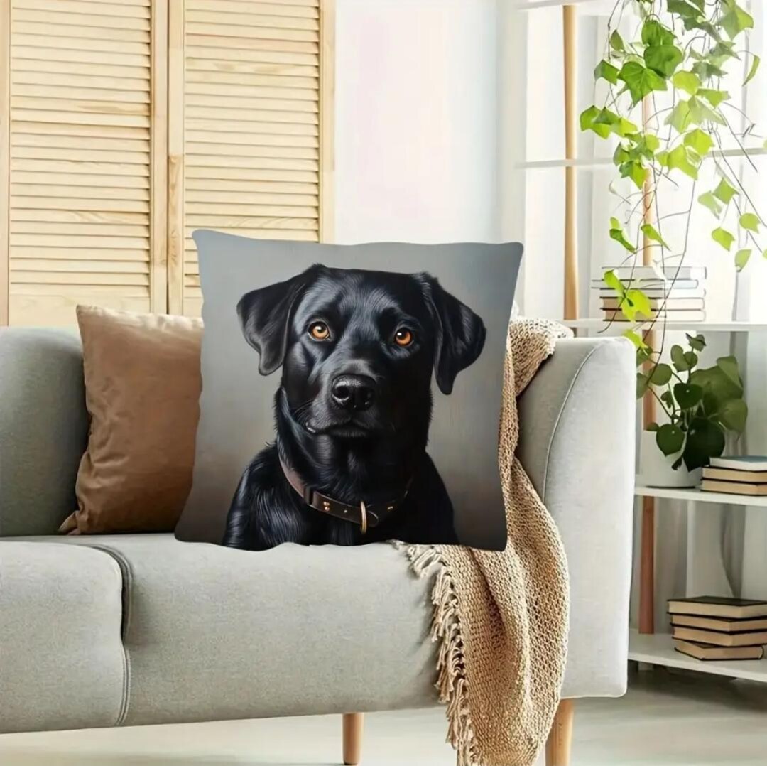 Black Labrador Cushion 45cm X 45cm With Cushion Insert, Double Sided ...