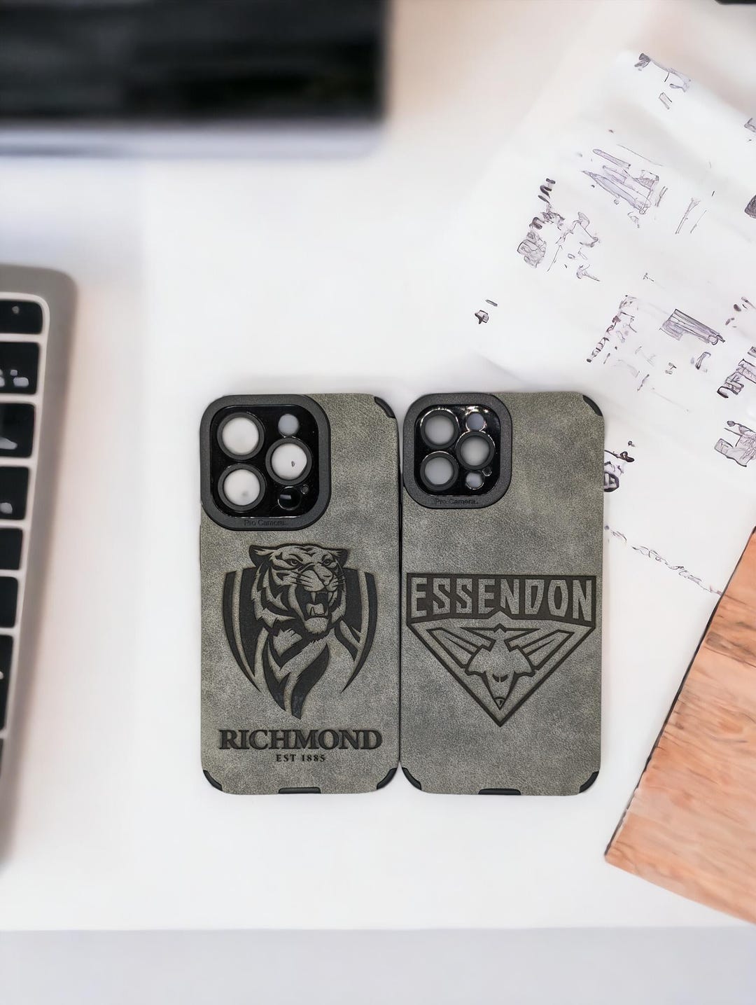 AFL Team Faux Leather iPhone Case | Custom Engraved Phone Cover | Footy ...