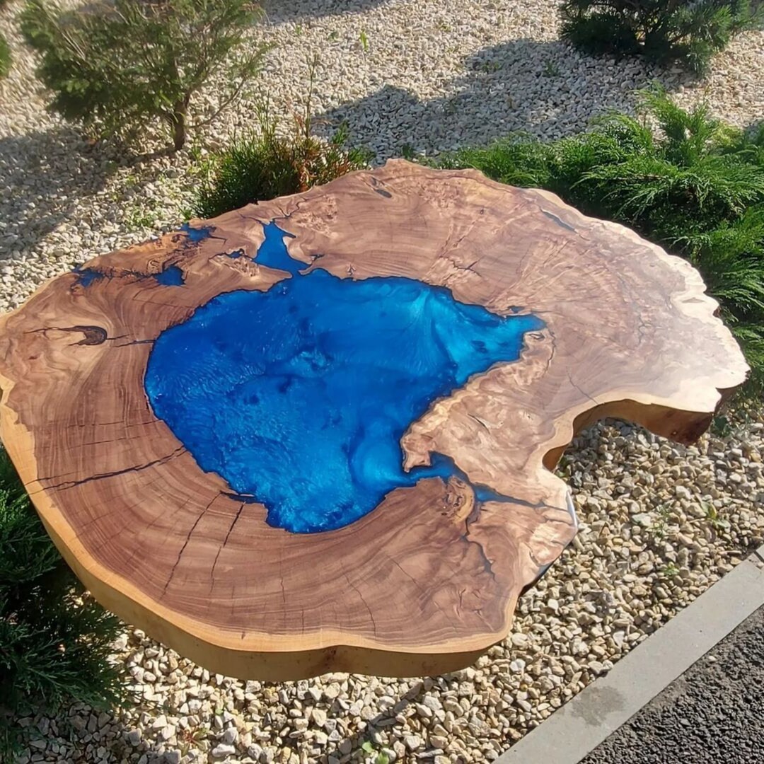 Live Edge Coffee Table Made From Natural Elm Slab, Rustic Coffee Table ...