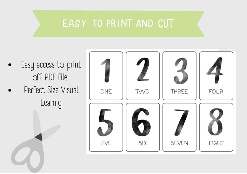 Number Flash Cards, 1-10. Visual Learning Guide, Kindergarten and ...