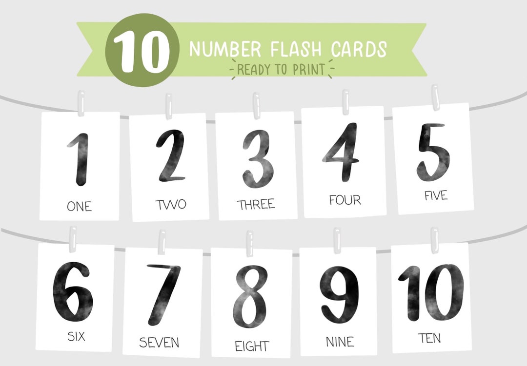 Number Flash Cards, 1-10. Visual Learning Guide, Kindergarten and ...
