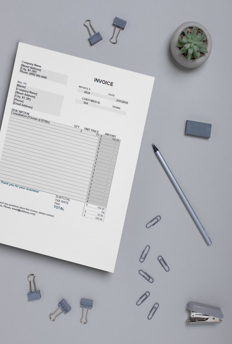 Invoice Template Modern and Professional Invoice Microsoft EXCEL | Business Invoice ...