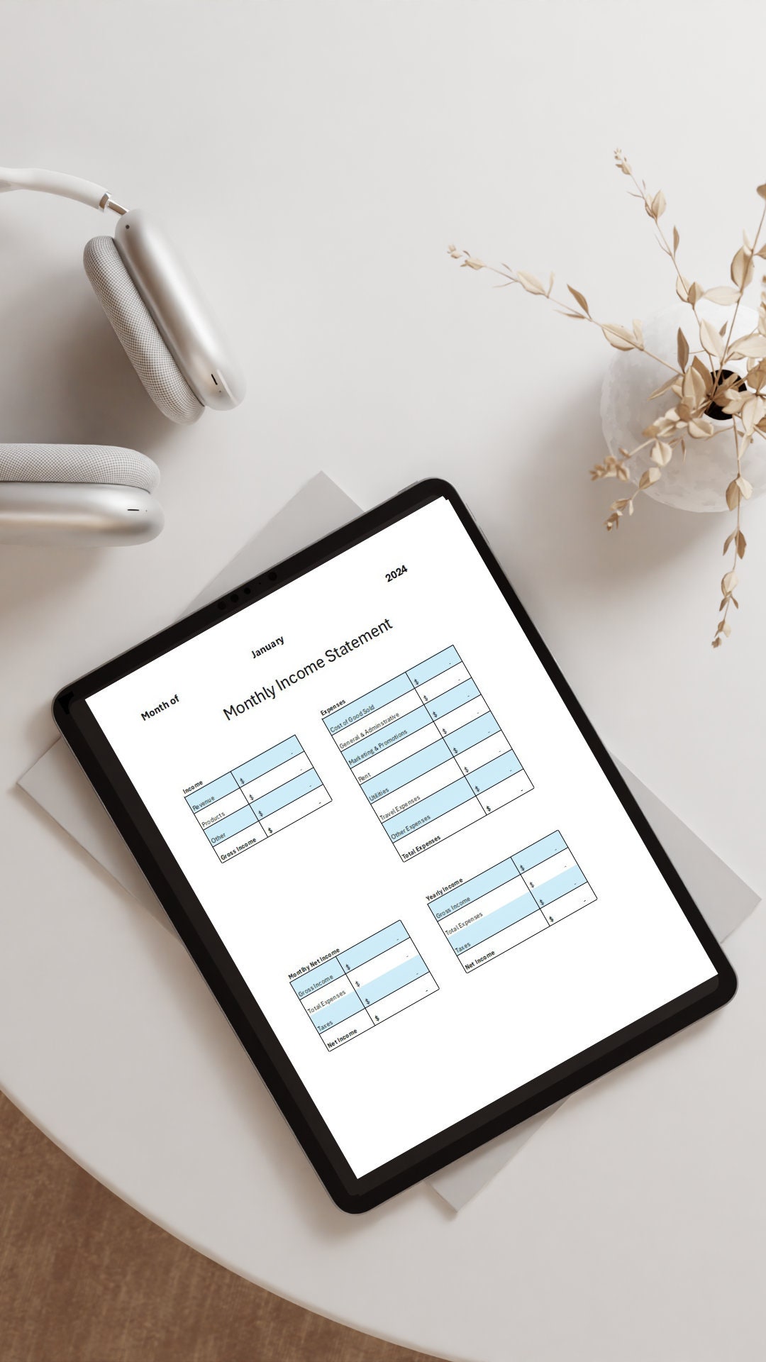 Monthly Income Statement Template Excel for Small Business Bookkeeping ...