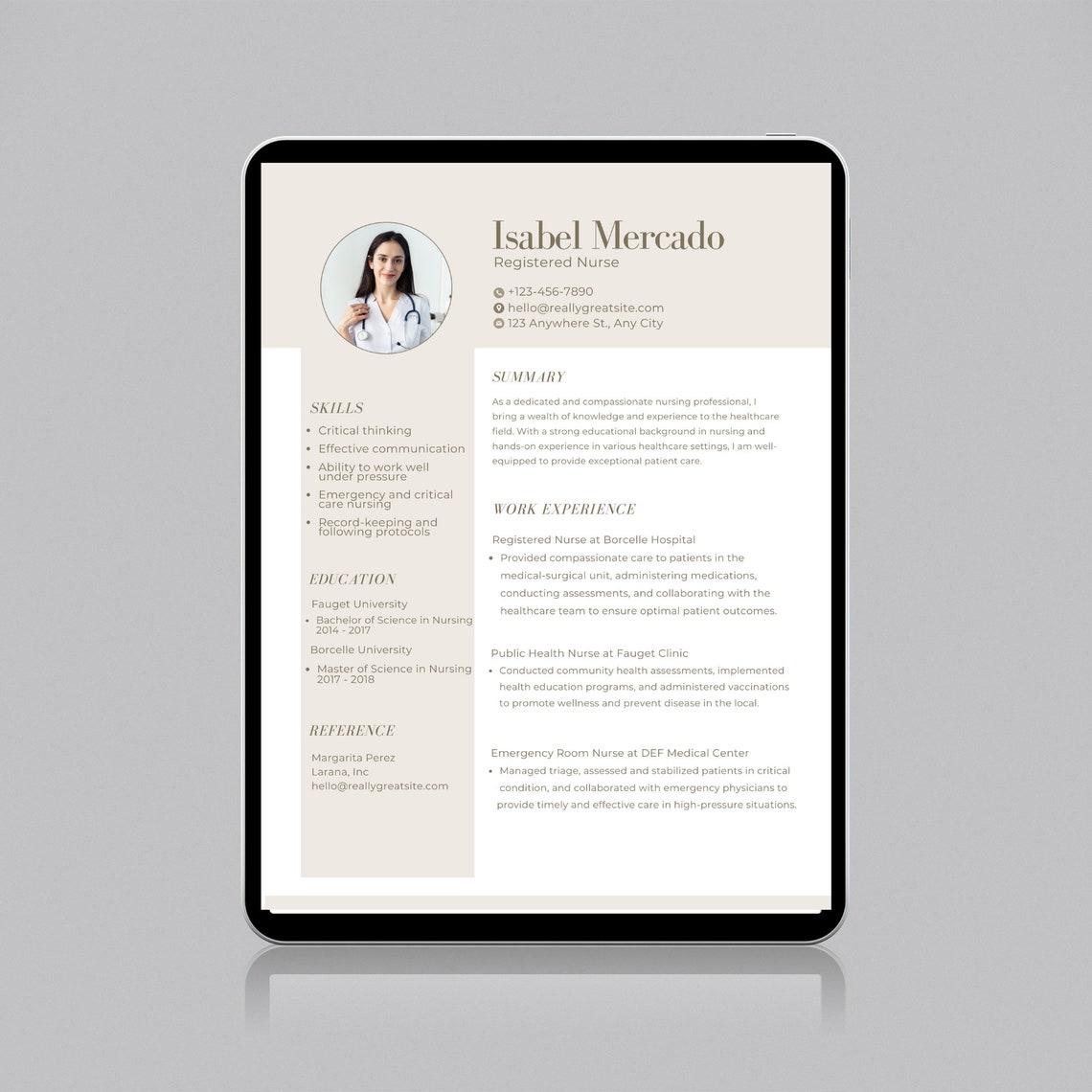Professional Nurse Resume Template for Word Editable Education Resume ...