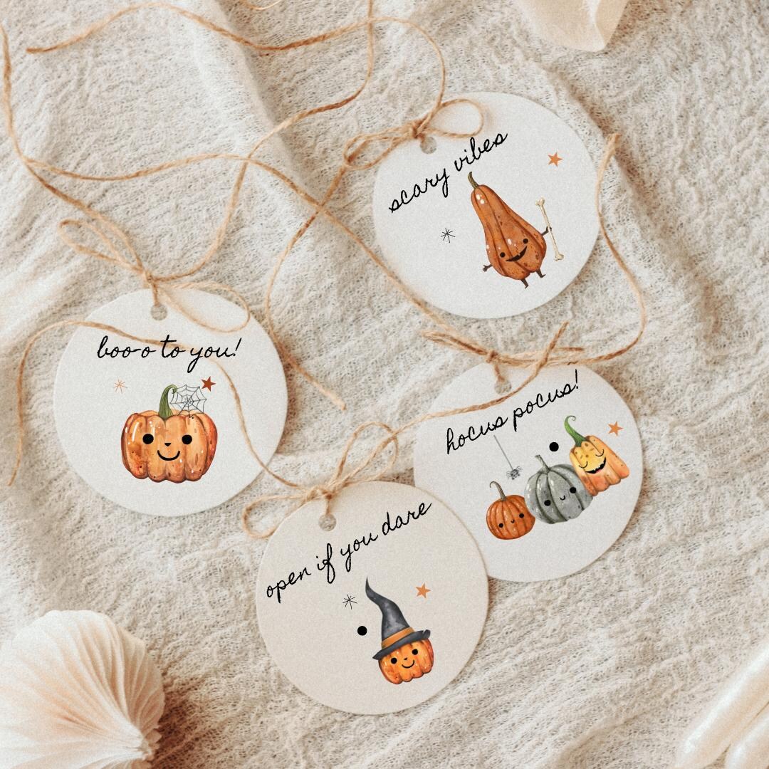 Editable Halloween Treat Bag Tags Printable Ghost Pumpkin Bat Spider ...